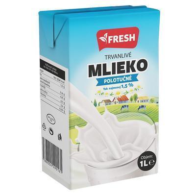 Mlieko Polotučné Trvanlivé 1,5% 1l Fresh – iFRESH.sk Donáška Košice